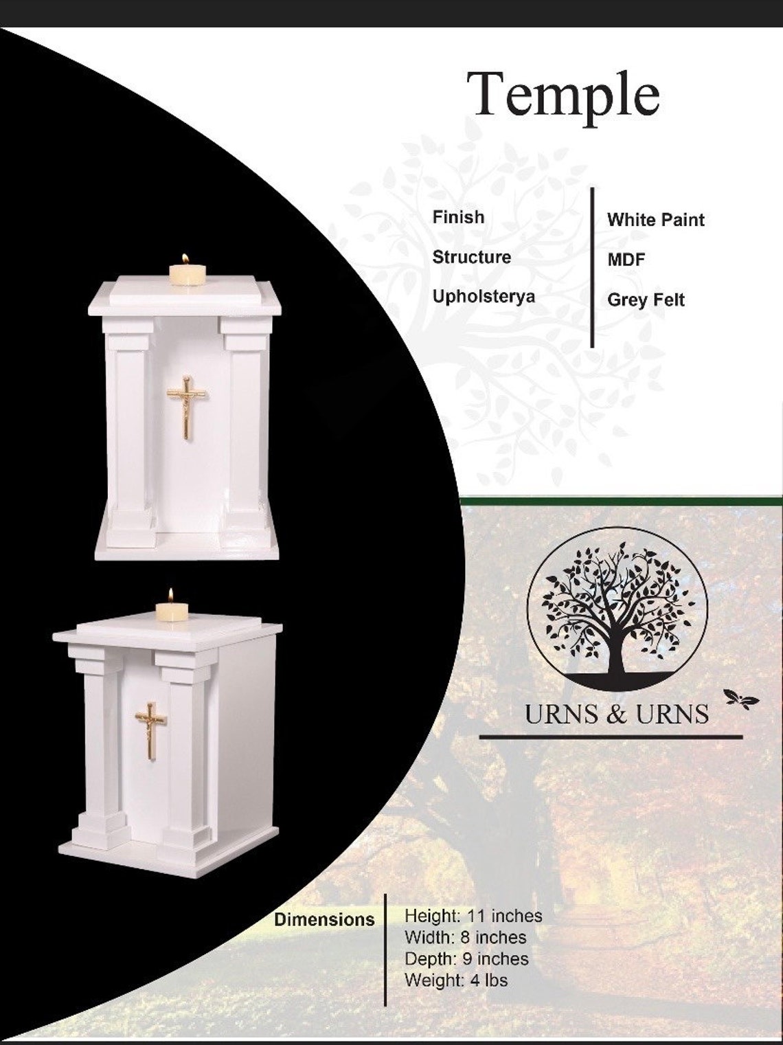 Temple Urn - Cremation Human Urn for Ashes, Urn for Human Ashes ...