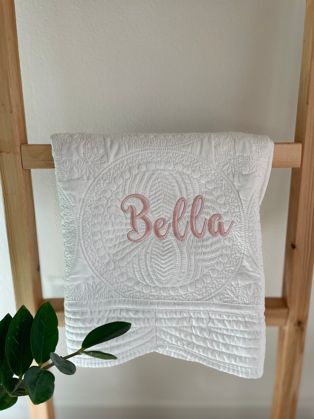 Personalized Monogram Blanket, Embroidered Name Baby Quilt, Embroidered ...