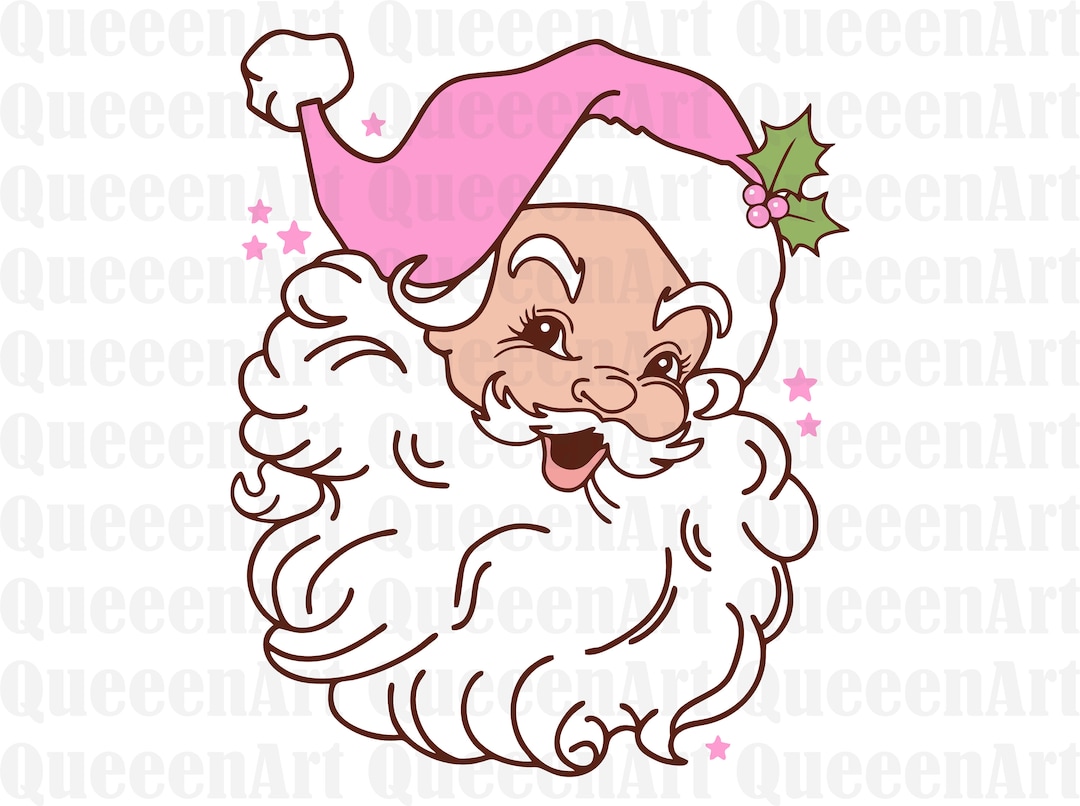 Retro Pink Santa Claus SVG PNG, Christmas SVG, Christmas Vintage Svg ...