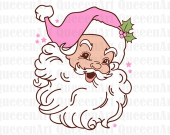 Pink Santa SVG PNG, Christmas SVG, Christmas Vintage Svg Png. Christmas ...