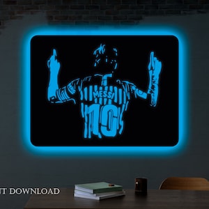 Messi LED Neon Sign, Soccer Digital Files, Game Wall Art Decor ...