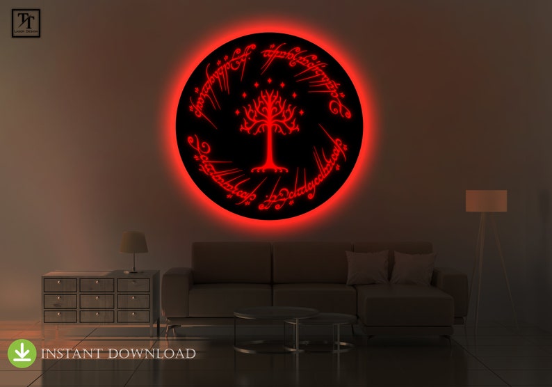 LOTR Gondor LED Neon Sign, Digital Files, Cnc Cutting, Wall Art Decor ...