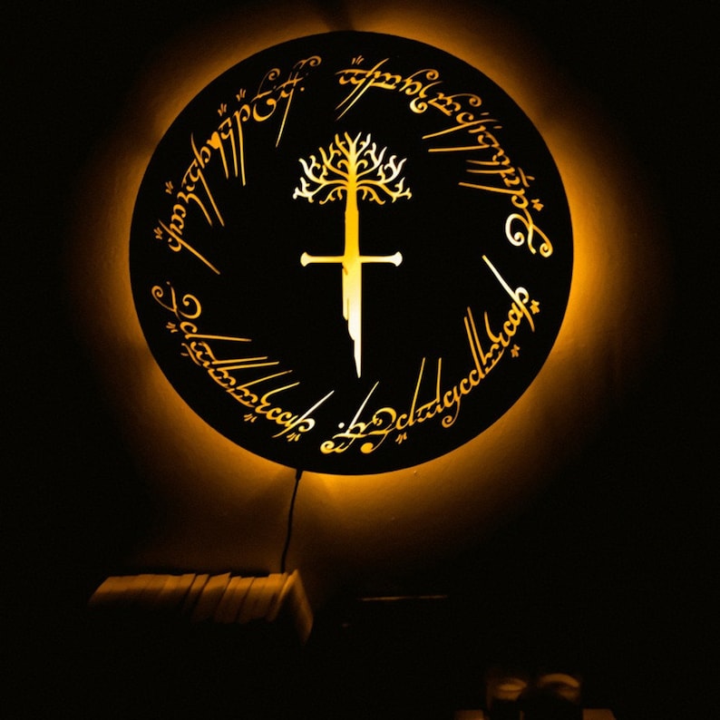 LOTR Gondor Narsil LED Neon Sign, Digital Files, Movie Svg Wall Art ...