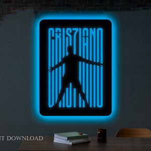 CR7 LED Neon Sign, Soccer Digital Files, Game Wall Art Decor, Football ...