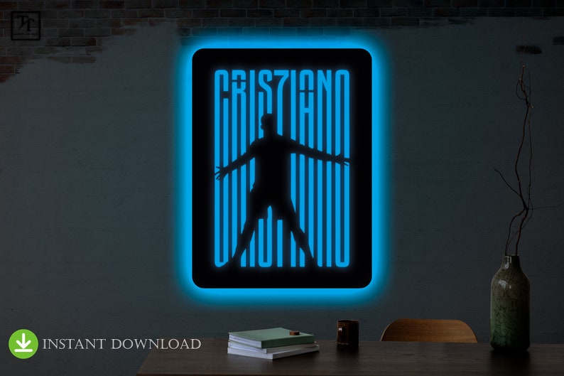 CR7 LED Neon Sign, Soccer Digital Files, Game Wall Art Decor, Football ...