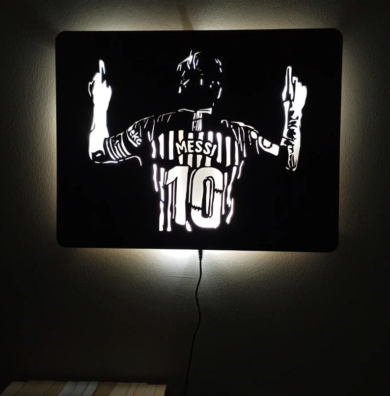 Messi LED Neon Sign, Soccer Digital Files, Game Wall Art Decor ...