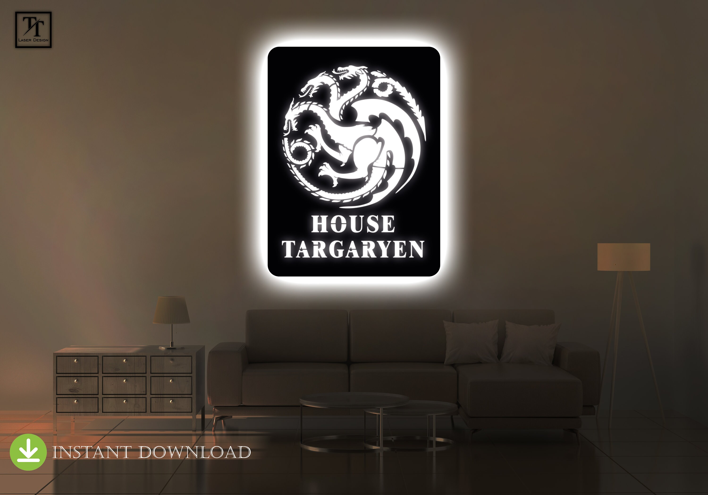 Dragon LED Neon Sign Targaryen Digital Svg Files Wall Art - Etsy