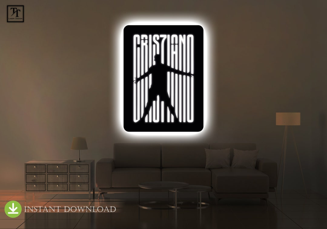 CR7 LED Neon Sign, Soccer Digital Files, Game Wall Art Decor, Football ...