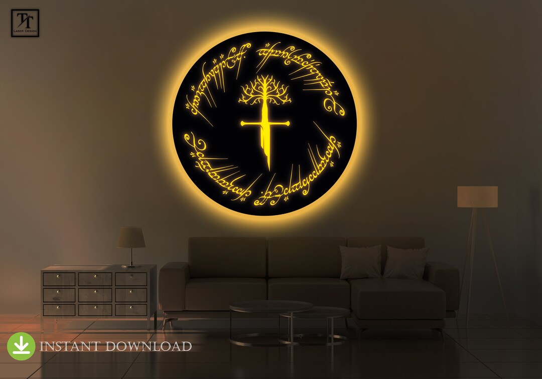 LOTR Gondor Narsil LED Neon Sign, Digital Files, Movie Svg Wall Art ...