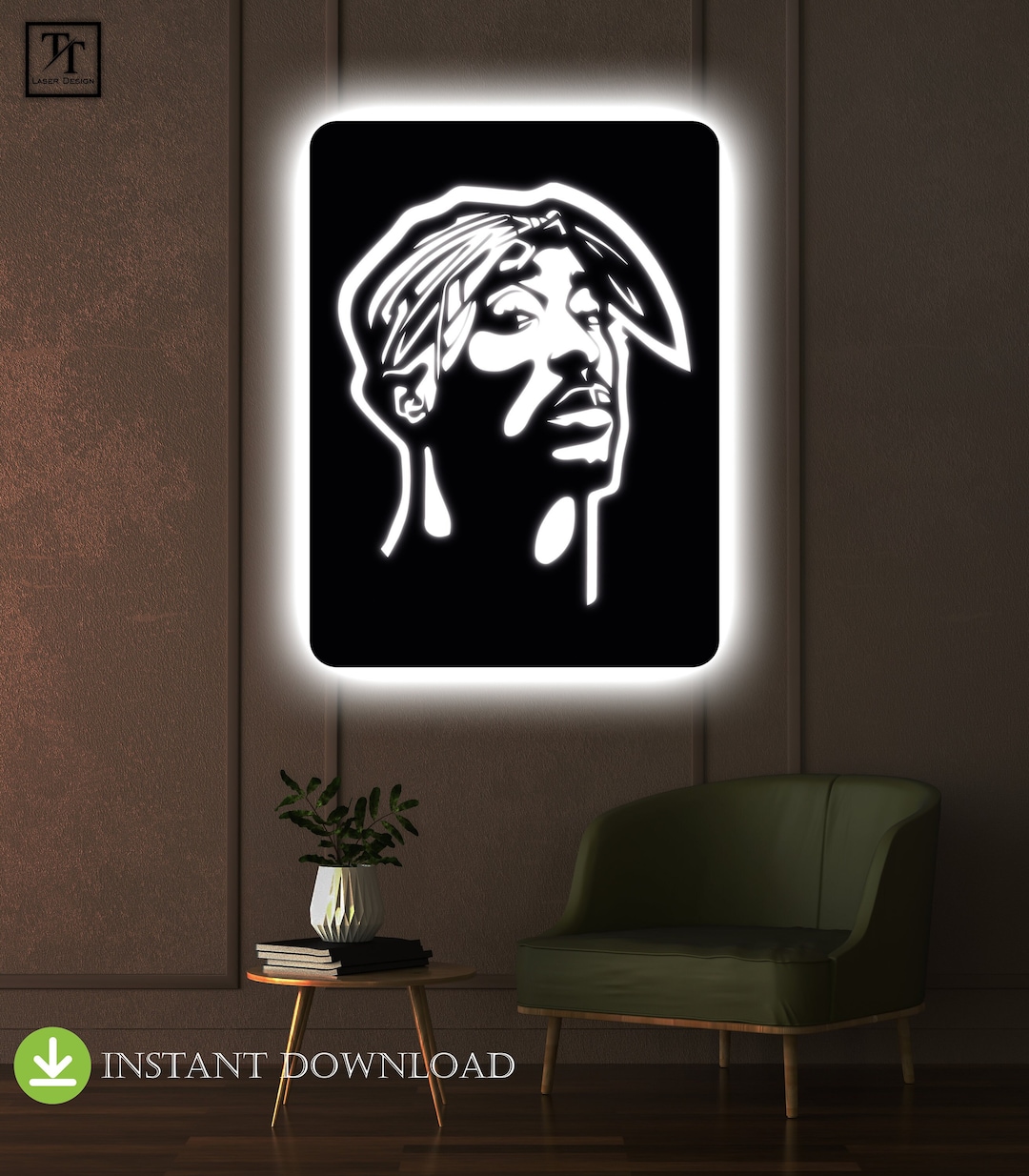 Tupac 2pac Laser Cut File, Hip Hop LED Sign Svg Dxf Cnc, Music Wall Art ...