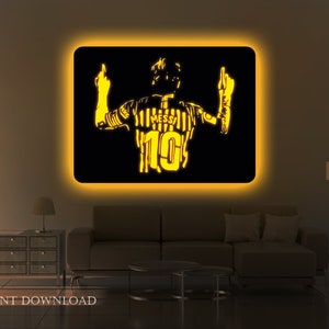 Messi LED Neon Sign, Soccer Digital Files, Game Wall Art Decor ...