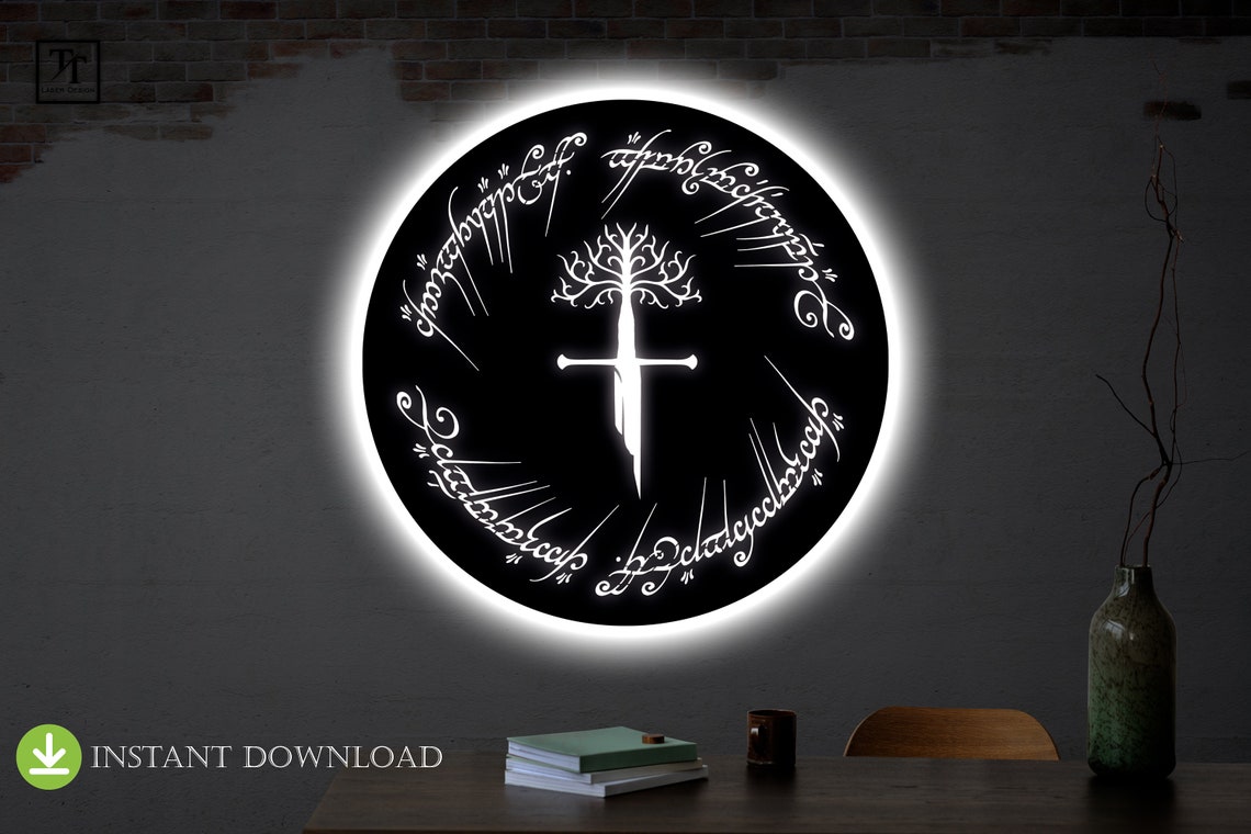 LOTR Gondor Narsil LED Neon Sign, Digital Files, Movie Svg Wall Art ...