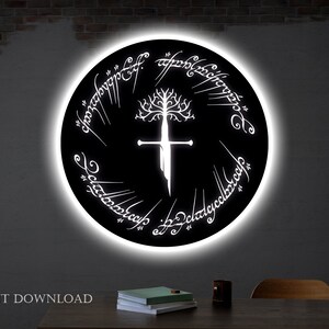 LOTR Gondor Narsil LED Neon Sign, Digital Files, Movie Svg Wall Art ...