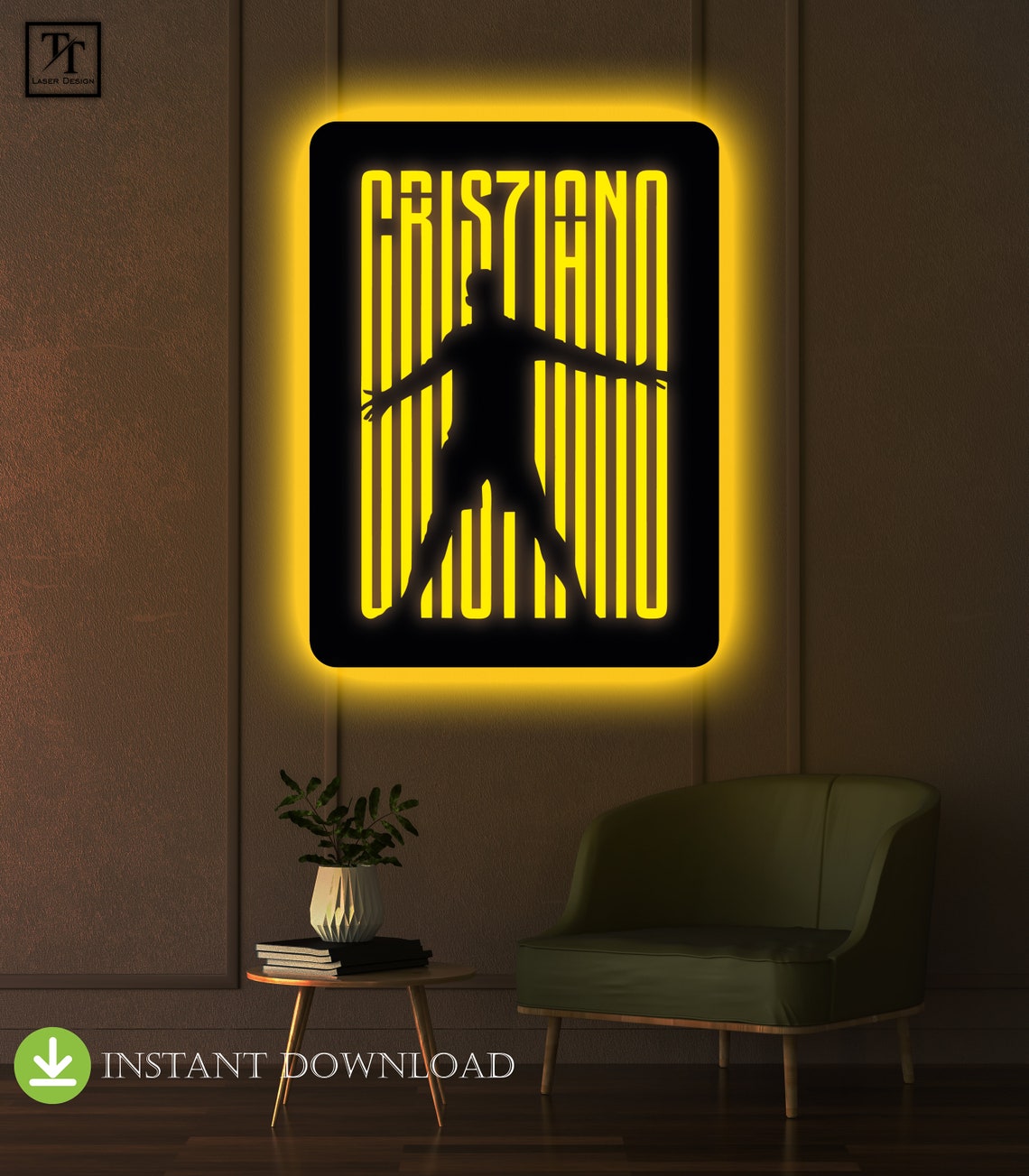 CR7 LED Neon Sign, Soccer Digital Files, Game Wall Art Decor, Football ...