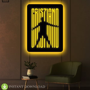 CR7 LED Neon Sign, Soccer Digital Files, Game Wall Art Decor, Football ...
