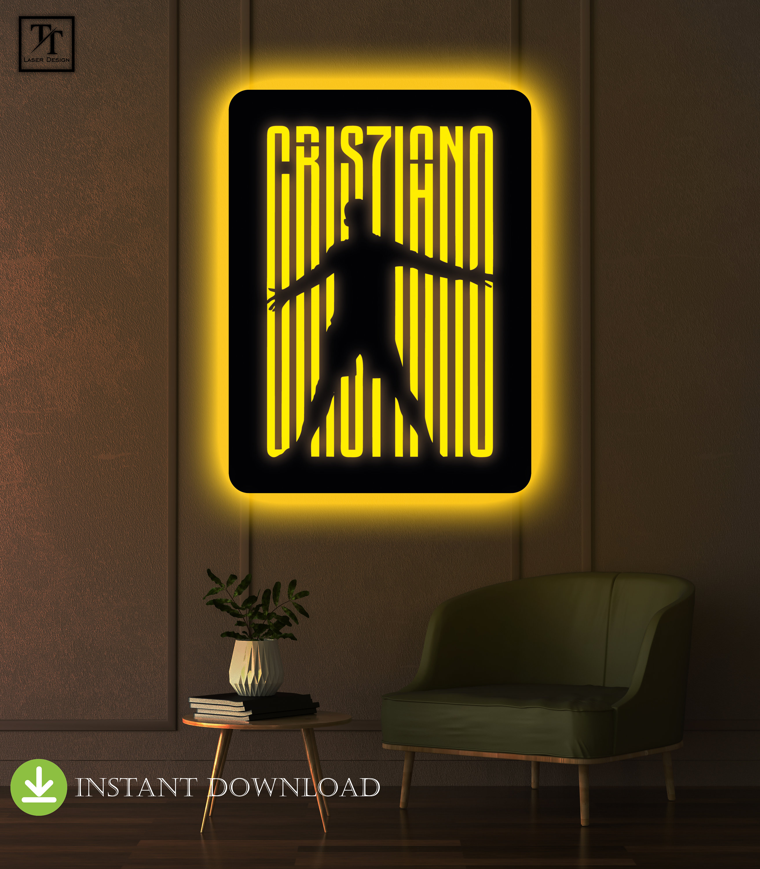 CR7 LED Neon Sign, Soccer Digital Files, Game Wall Art Decor, Football ...