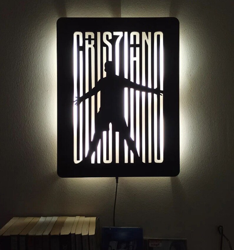 CR7 LED Neon Sign, Soccer Digital Files, Game Wall Art Decor, Football ...
