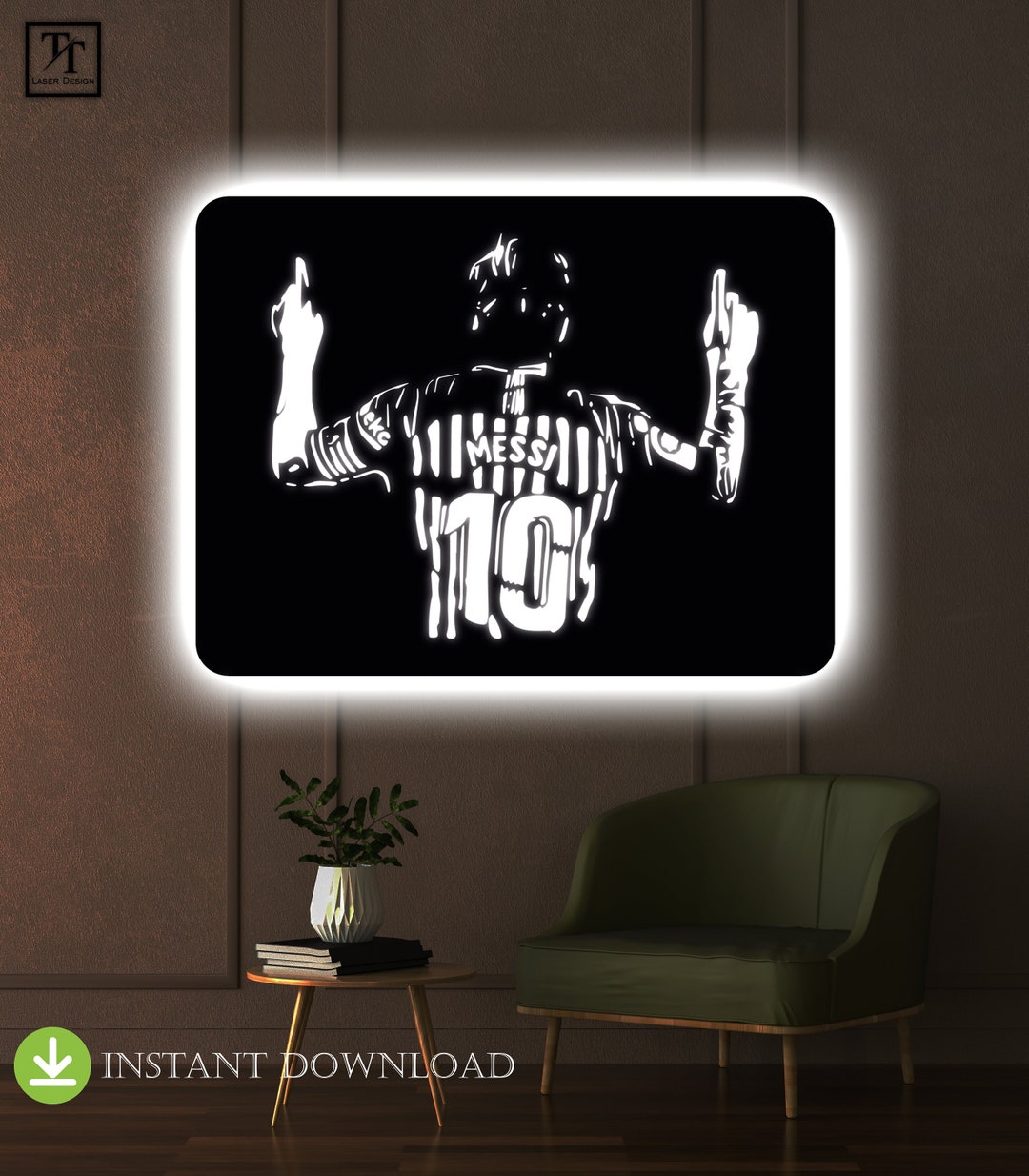 Messi LED Neon Sign, Soccer Digital Files, Game Wall Art Decor ...
