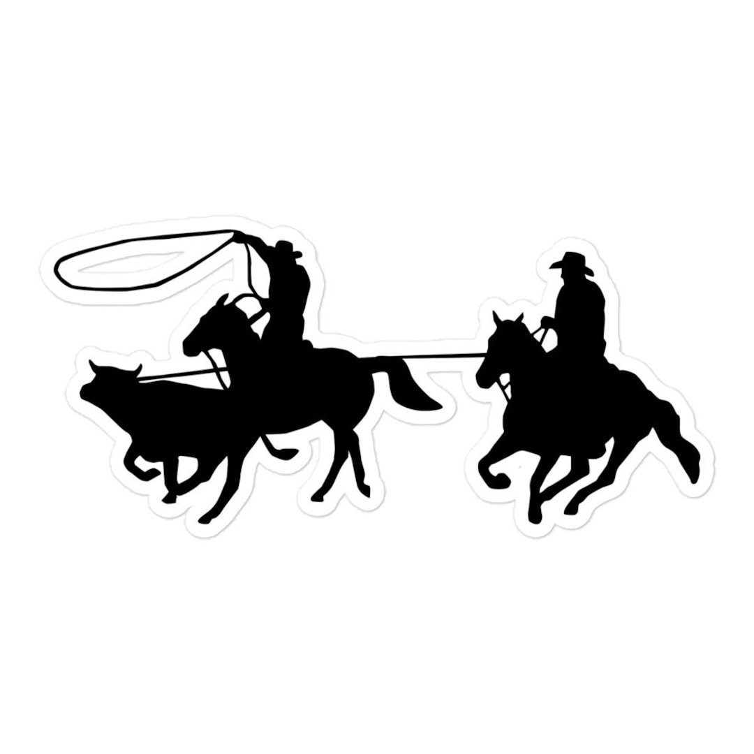 Bubble-free Cowboy Team Roping Western Sticker - Etsy