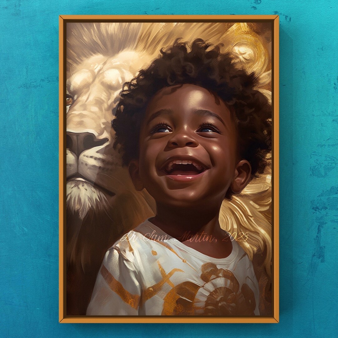 Young Child Feline Spirit Animal 1. Black Art. UNFRAMED - Etsy