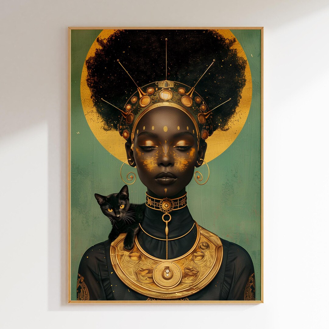 African Woman With Cat Art Print: Timeless Legacy (digital Download) - Etsy