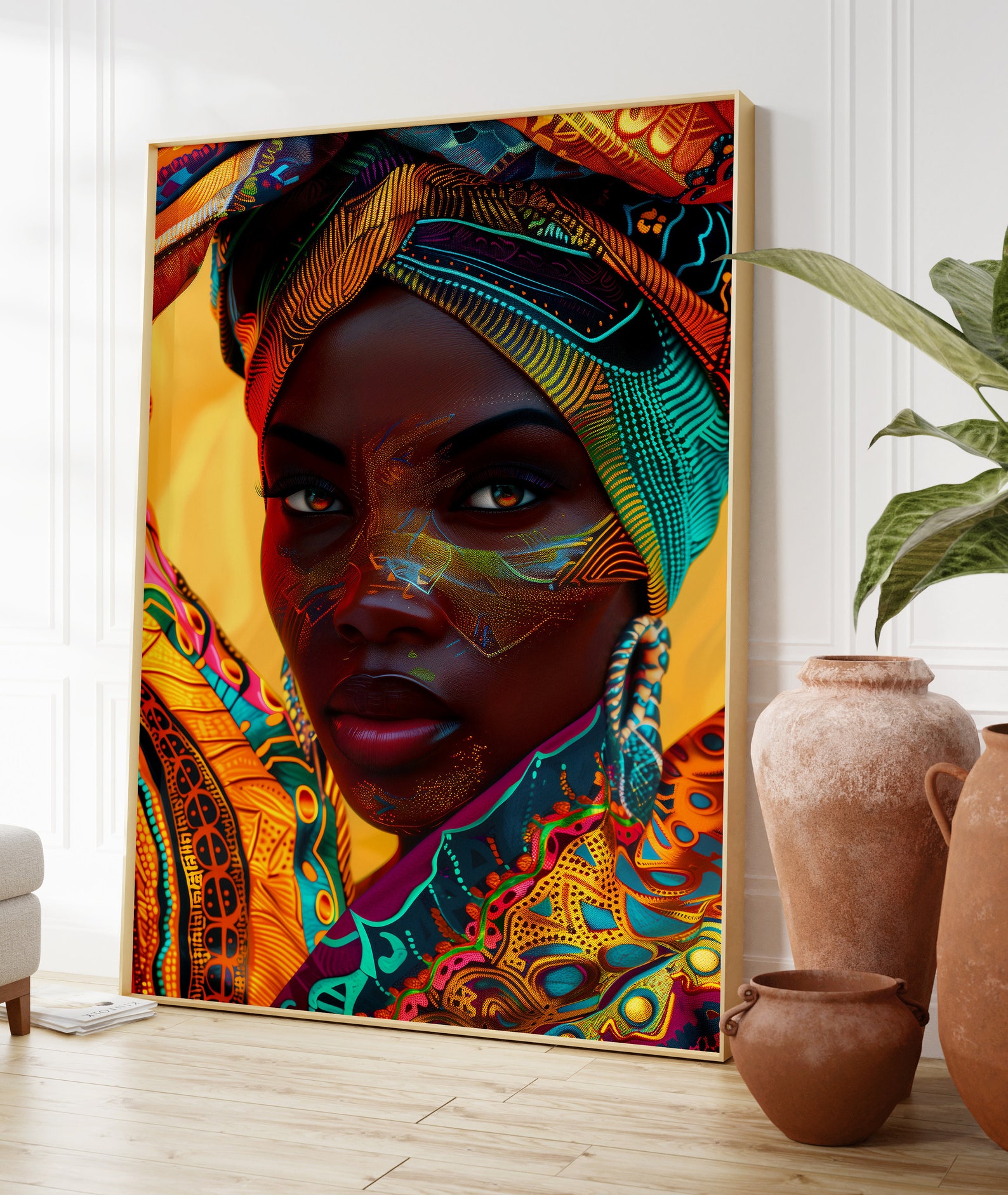 African Royalty Portrait: Colorful Printable Wall Art (digital Download ...