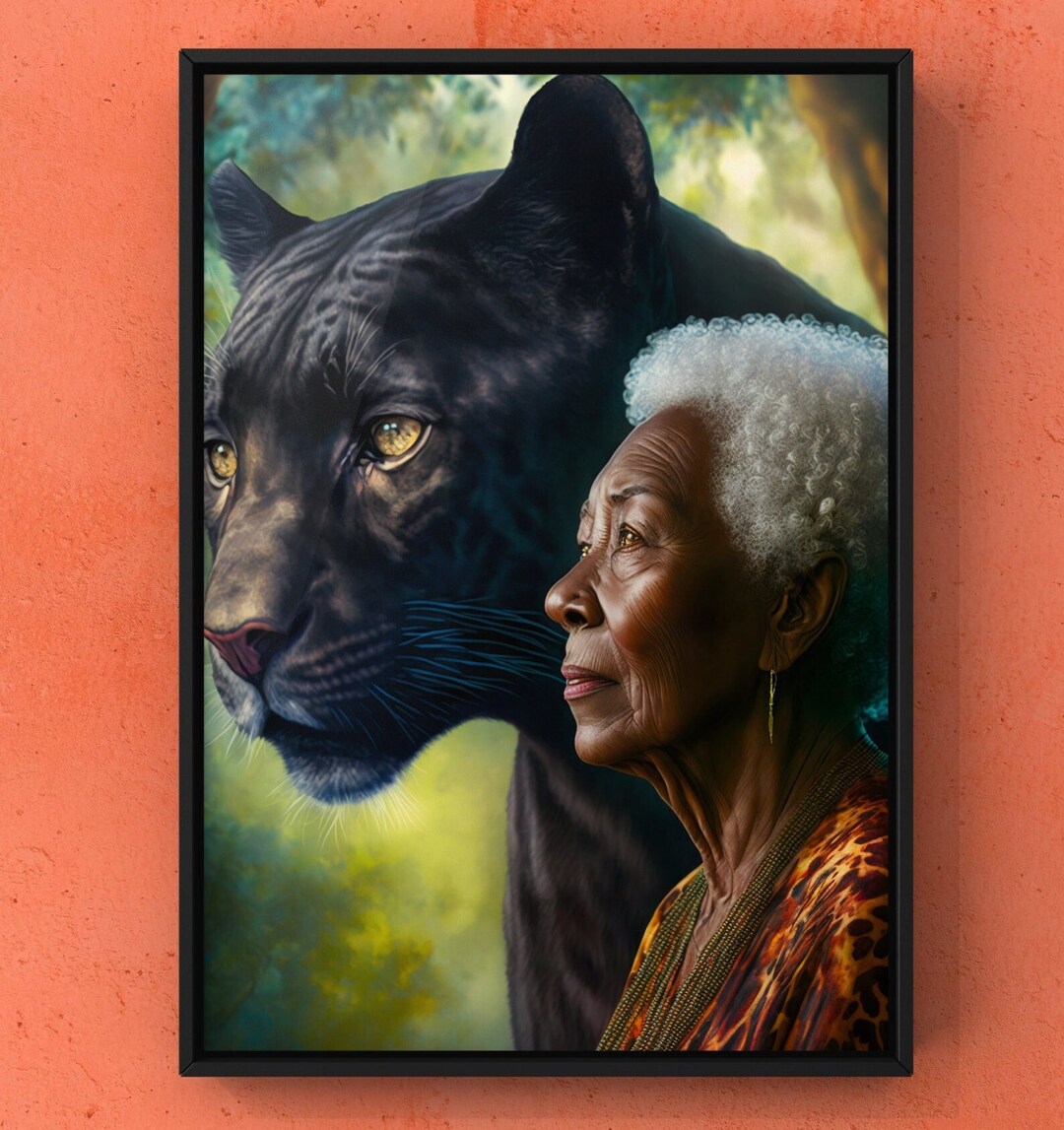Spirit Animal: Black Panther and Lady Leopard Physical Print Black Art ...
