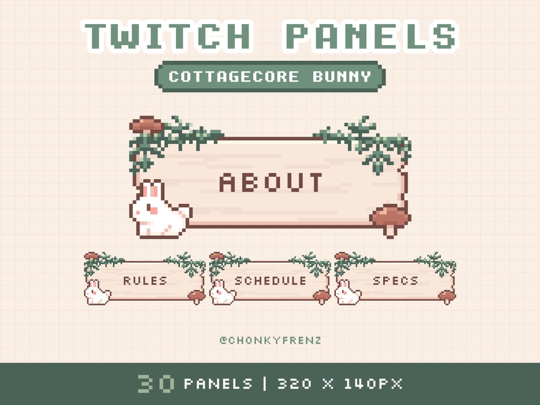 Cottagecore Bunny Panels, Pixel Art Twitch Panels, Cottagecore Twitch ...