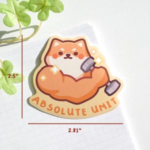 Absolute Unit Sticker, Buff Shiba Sticker, Cute Gym Sticker, Muscle ...