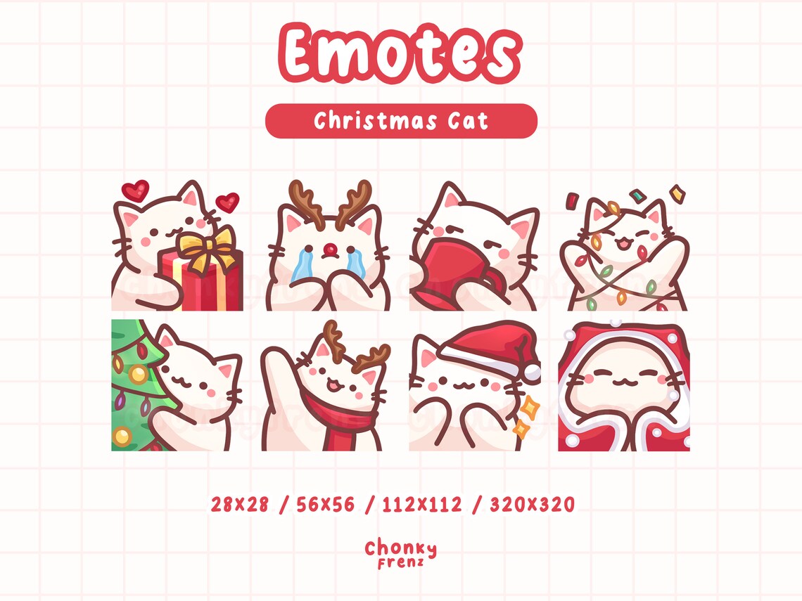 Christmas Cat Emotes, Twitch Emotes, Christmas Twitch, Cute Cat Emotes ...