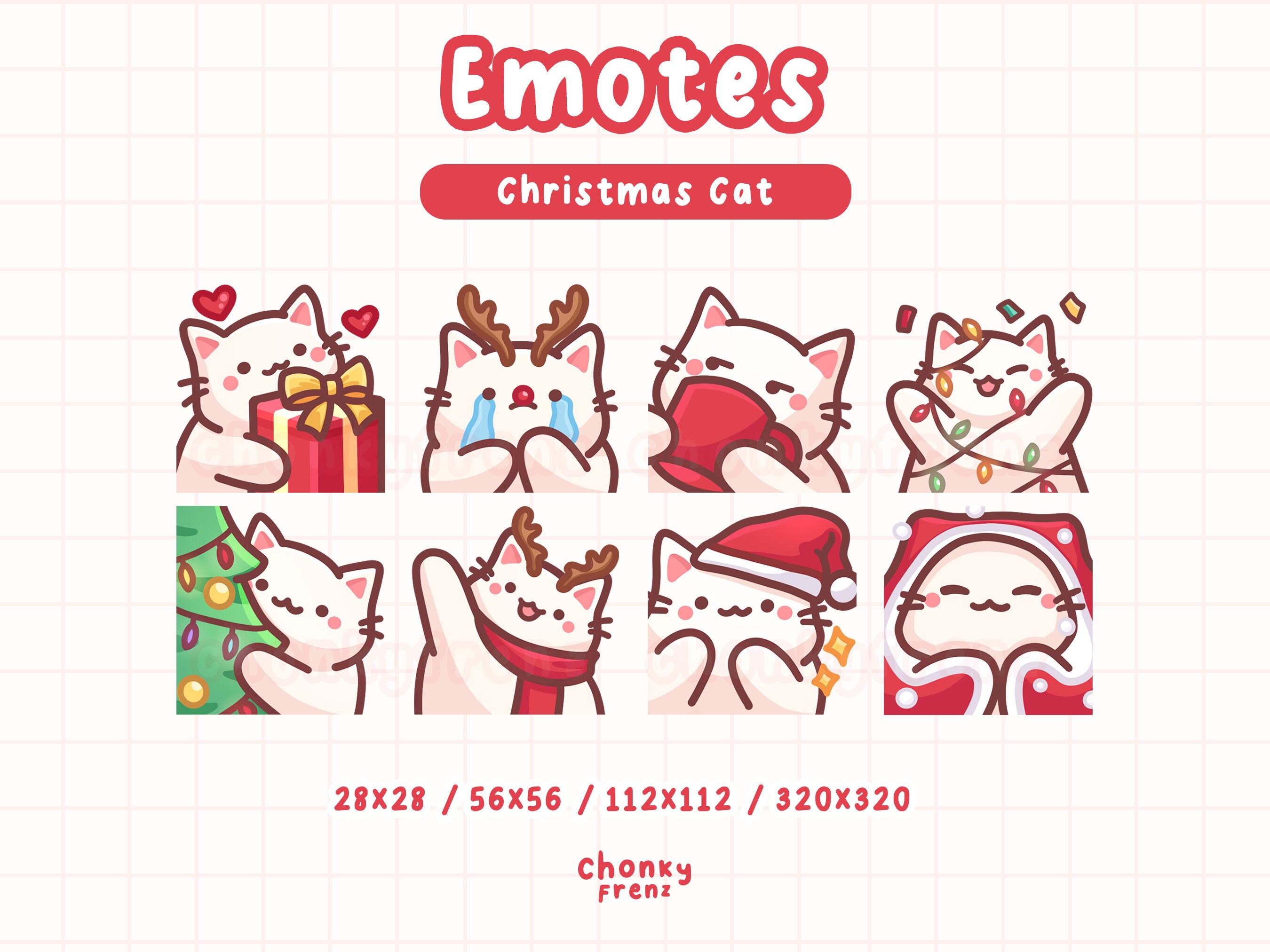 Christmas Cat Emotes, Twitch Emotes, Christmas Twitch, Cute Cat Emotes ...
