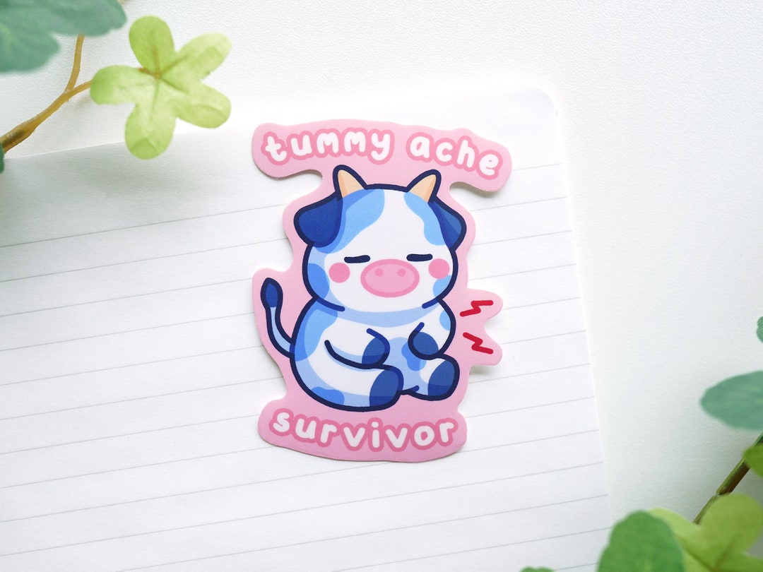 Tummy Ache Survivor Sticker, Cute Cow Sticker, Cow Stickers, Waterproof ...