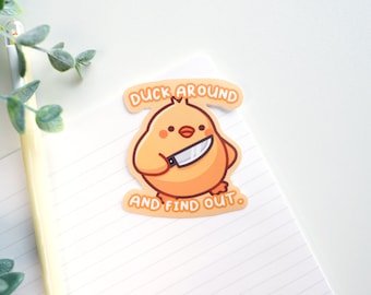 Knife Duck Sticker Funny Duck Sticker, Laptop Sticker, Cute Sticker ...