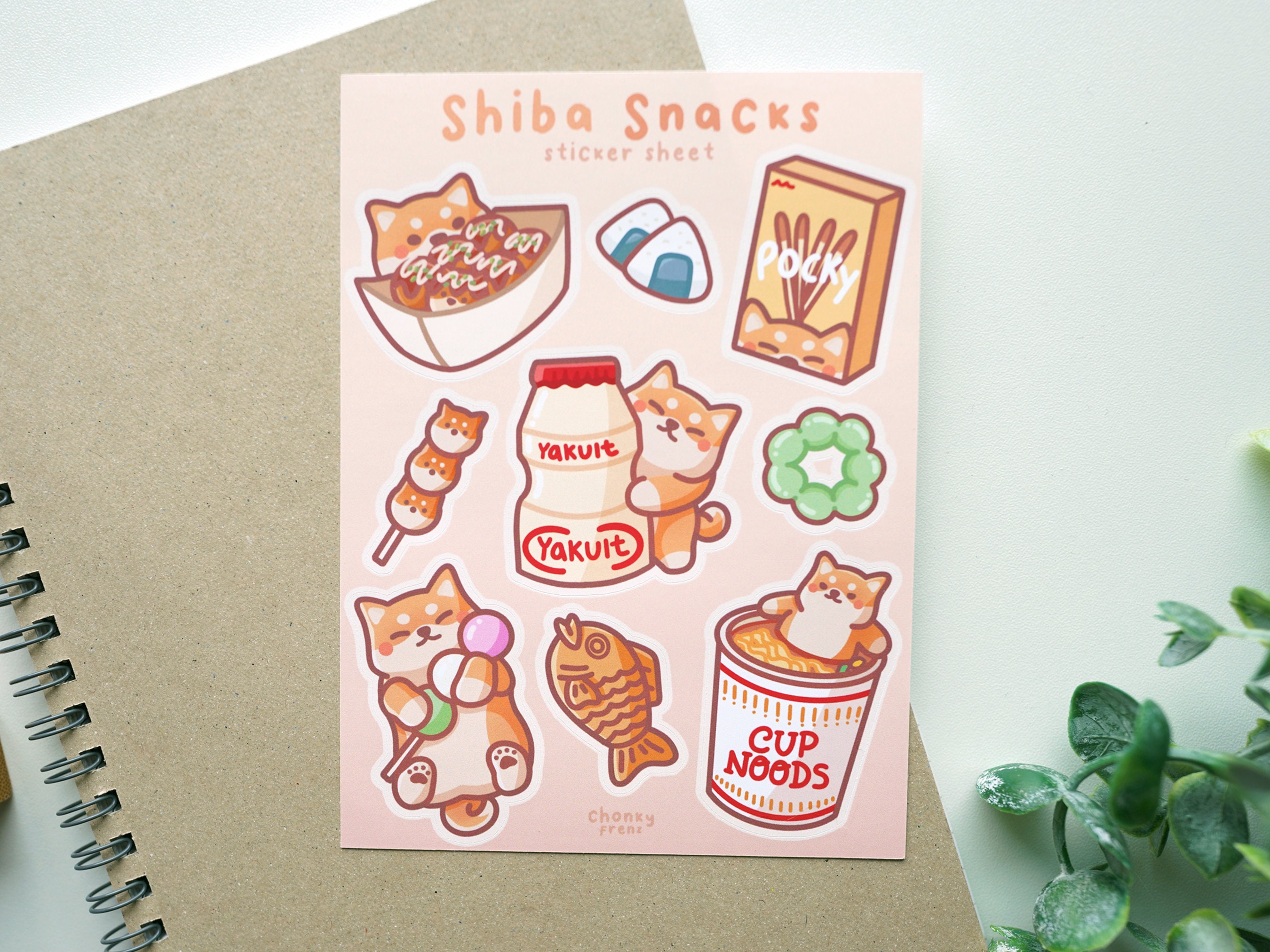 Shiba Snacks Sticker Sheet, Kiss-cut Stickers, Shiba Inu Stickers, Cute ...