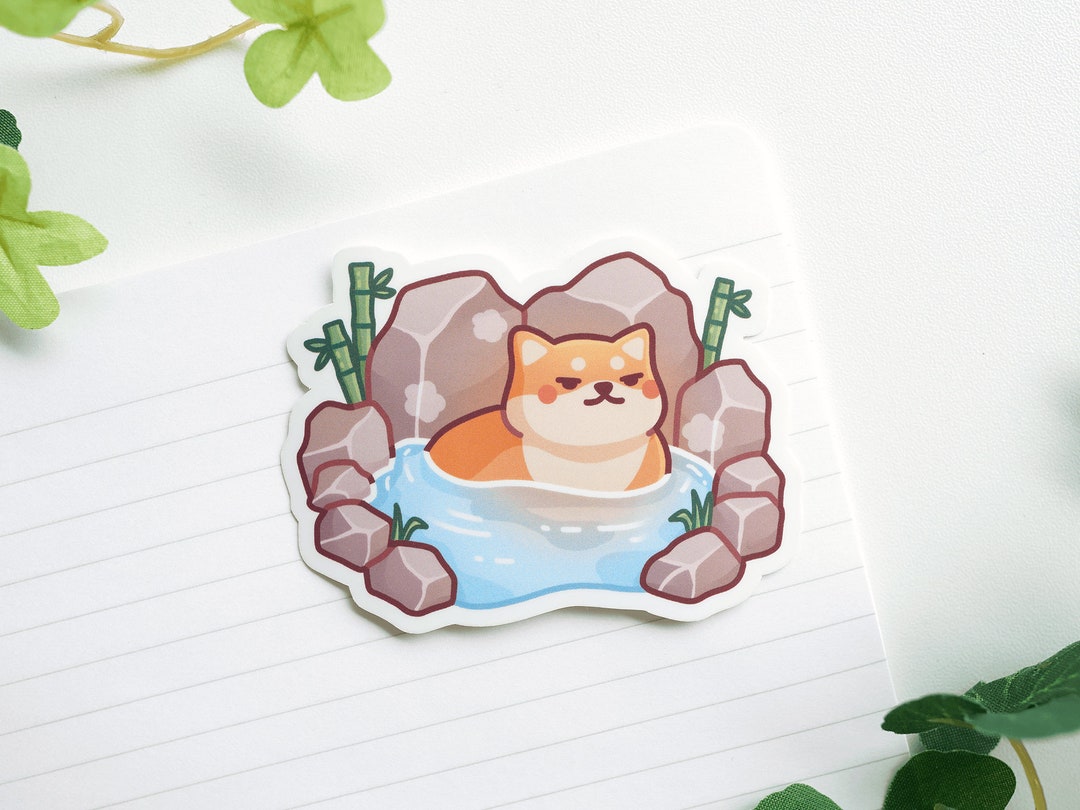Onsen Shiba Sticker, Hot Springs, Shiba Sticker, Waterproof Vinyl ...