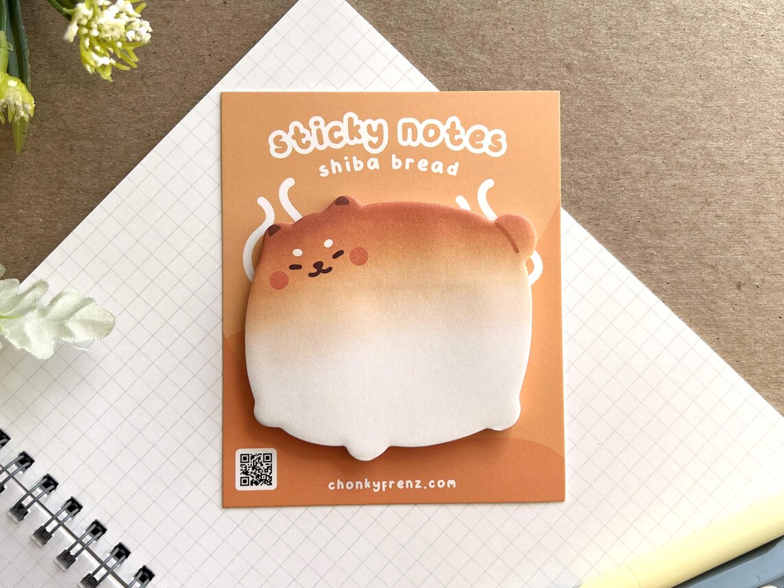 Shiba Bread Sticky Notes, Shiba Inu Sticky Notes, Bread Sticky Note ...