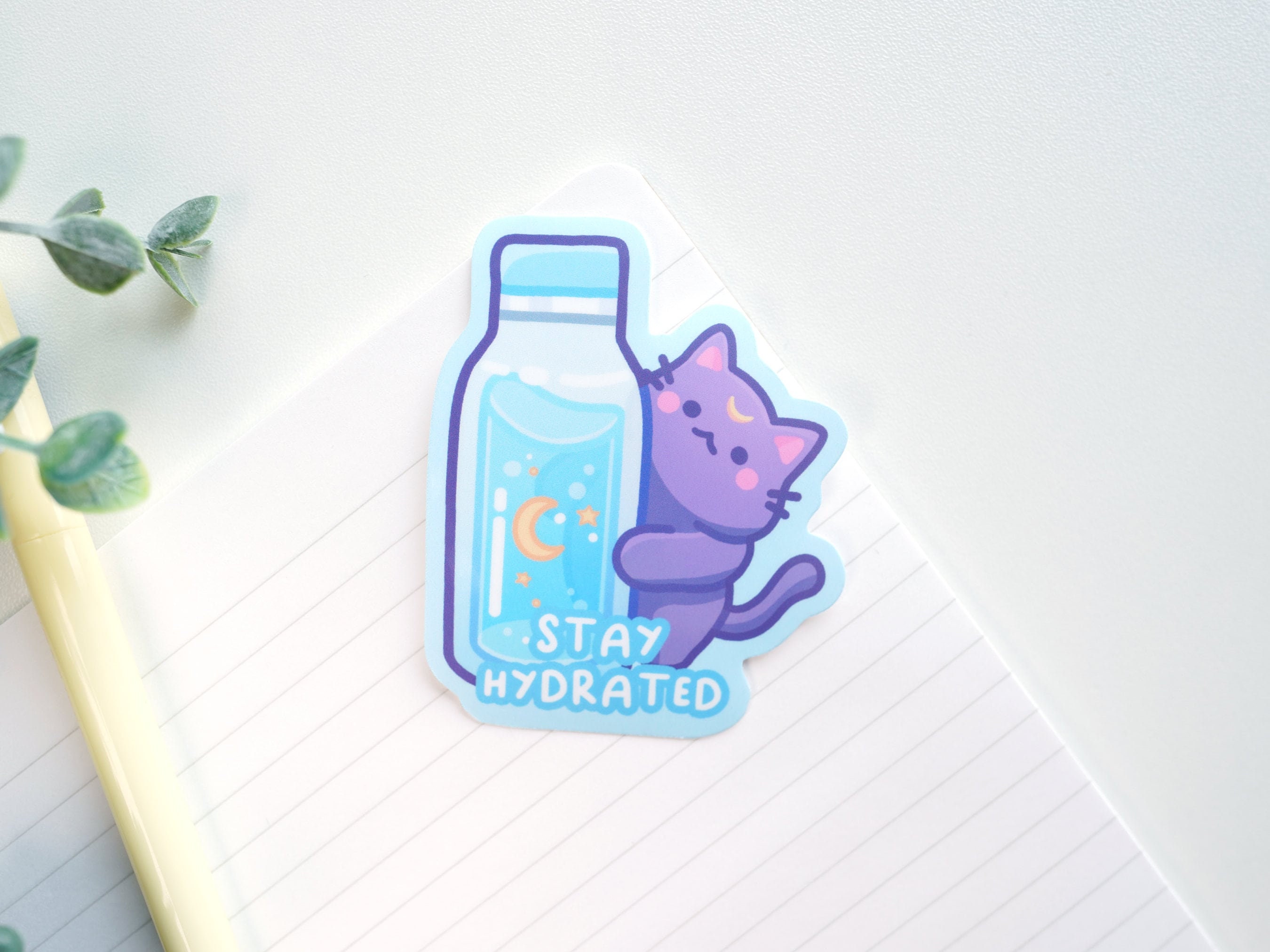 Stay Hydrated Sticker, Cute Cat Sticker, Drink Water Sticker, Water ...