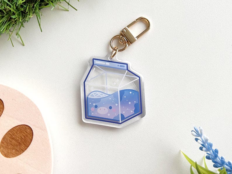 Milk Box Keychain, Cow Keychain, Acrylic Epoxy Keychain, Cute Bag Charm ...