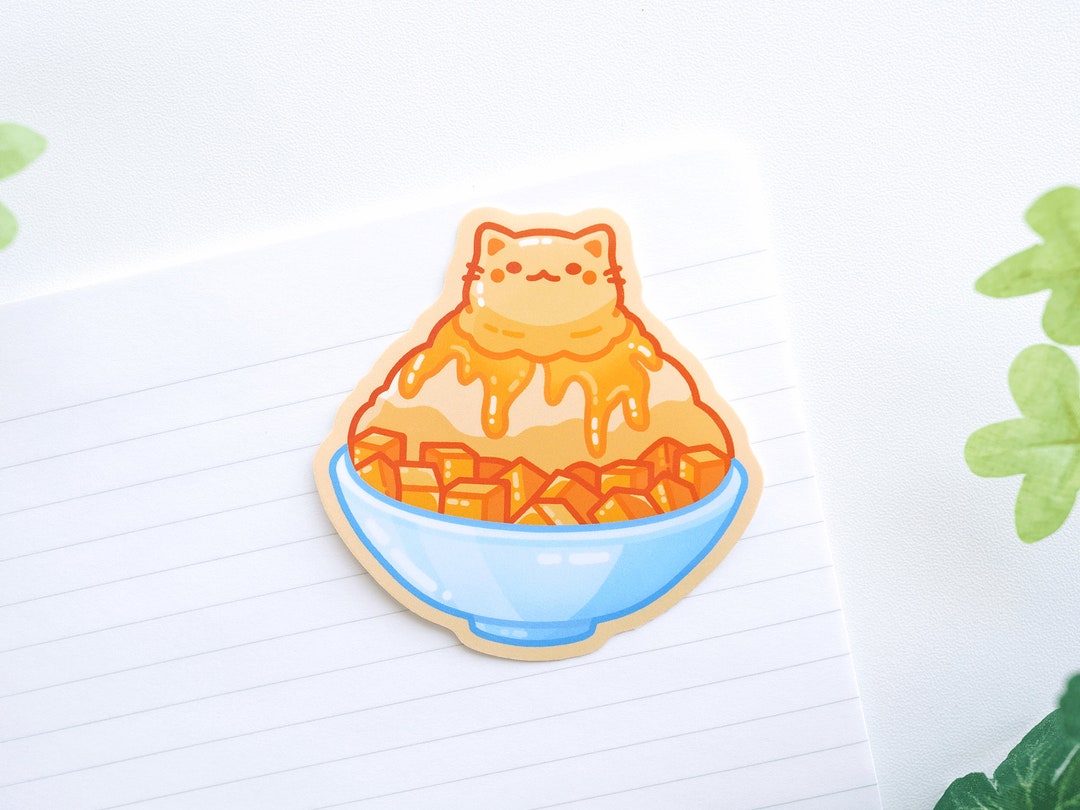 Mango Bingsu Sticker, Cute Cat Sticker, Asian Food, Korean Dessert ...