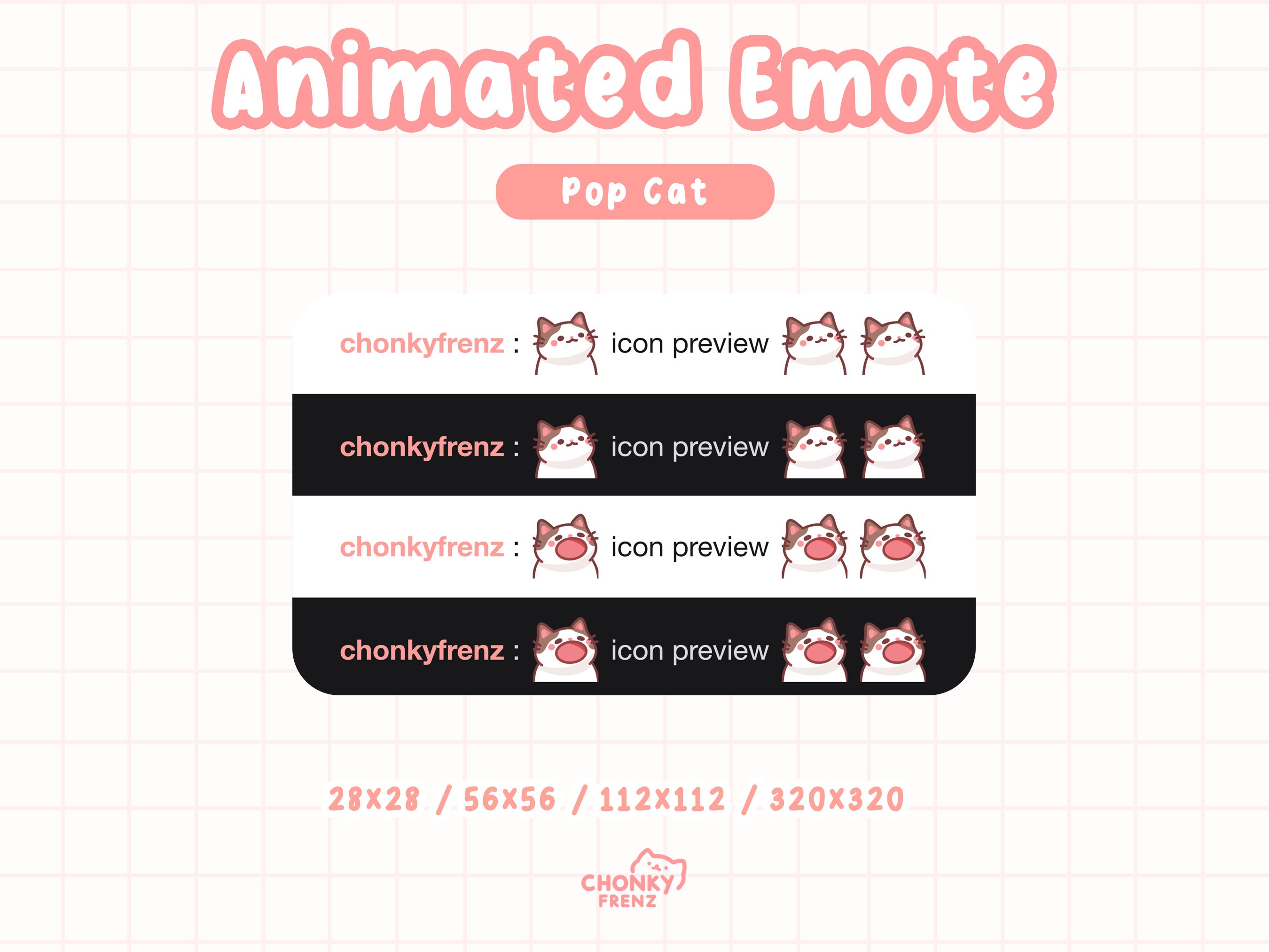 Animated Pop Cat Emote, Pop Cat Meme, Cute Twitch Emote, Discord/stream ...