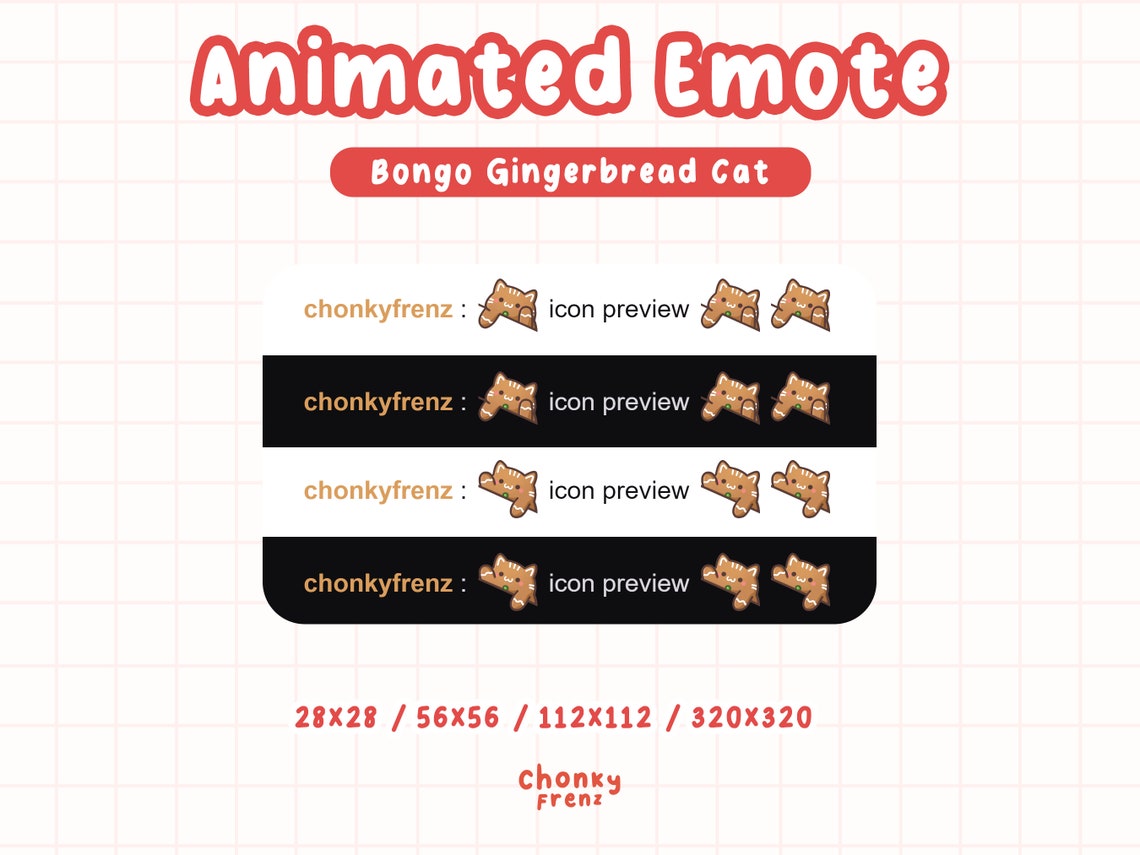 Gingerbread Cat, Bongo Cat Emote, Christmas Emote, Animated Emote ...