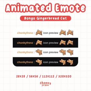 Animated Gingerbread Cat Emote, Bongo Cat Emote, Christmas Cat Emote ...