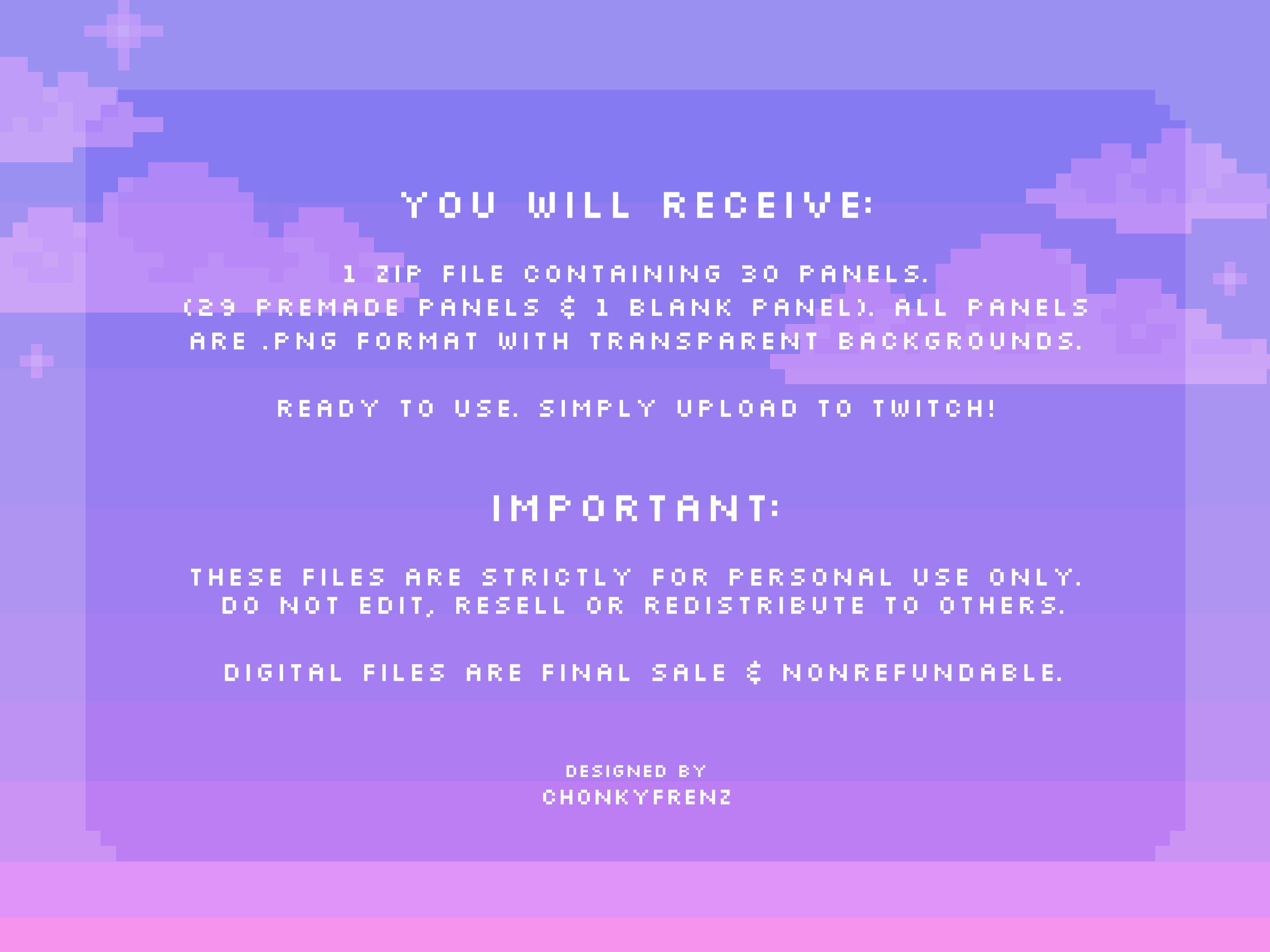 Celestial Skies Panels, Purple Twitch Panels, Moon & Stars, Clouds ...