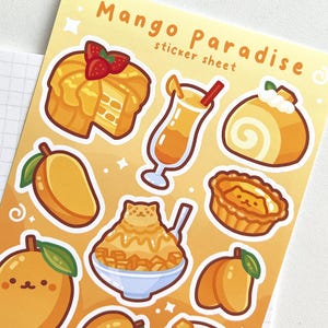 Mango Paradise Sticker Sheet, Mango Sticker Sheet, Mango Stickers, Cute ...