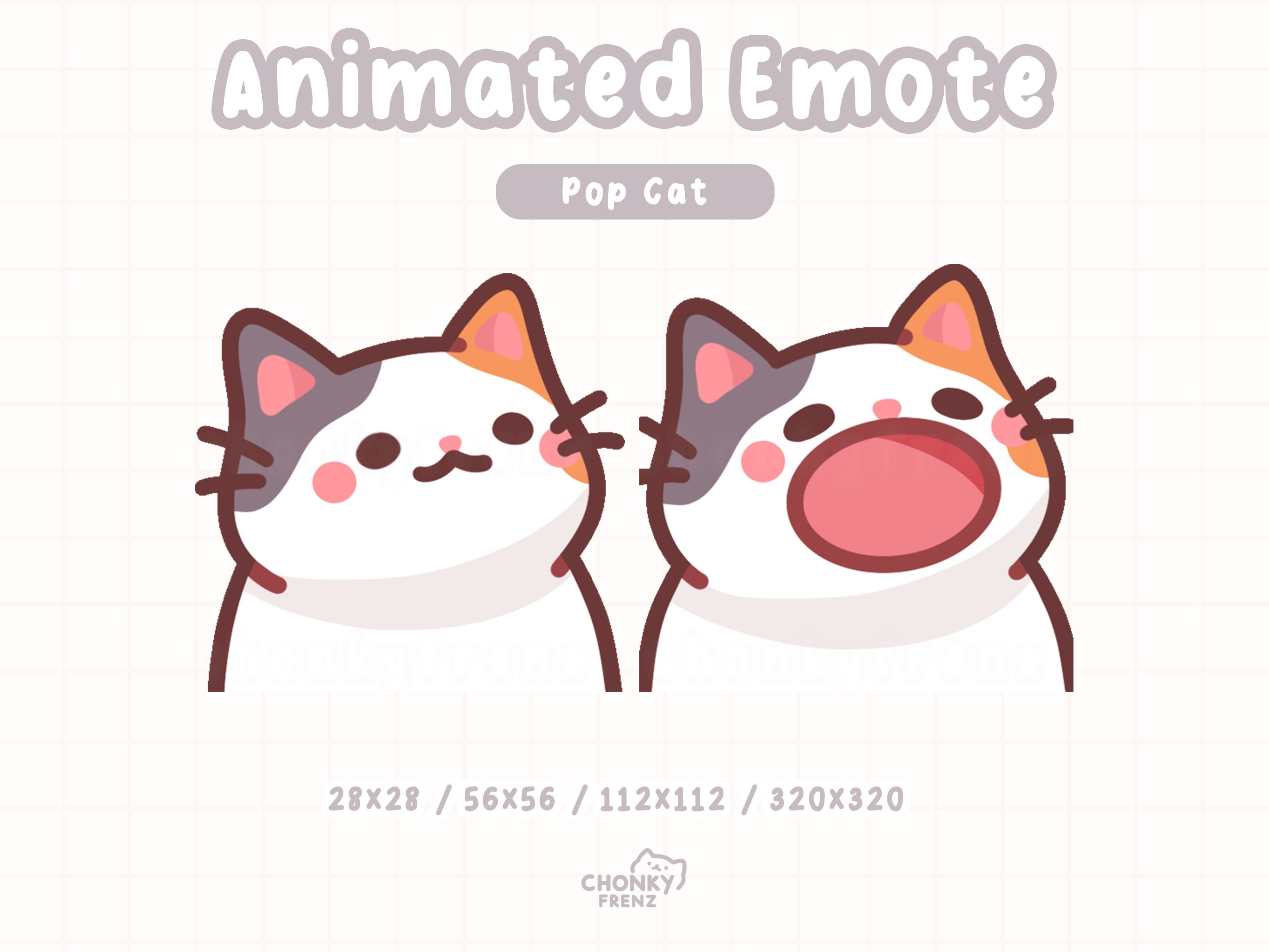 Animated Pop Cat Emote, Calico Cat Emote, Cute Twitch Emote, Discord ...