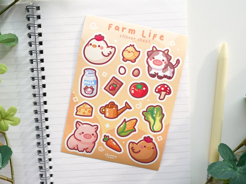 Farm Life Sticker Sheet, Farm Stickers, Animal Stickers, Cute Sticker ...