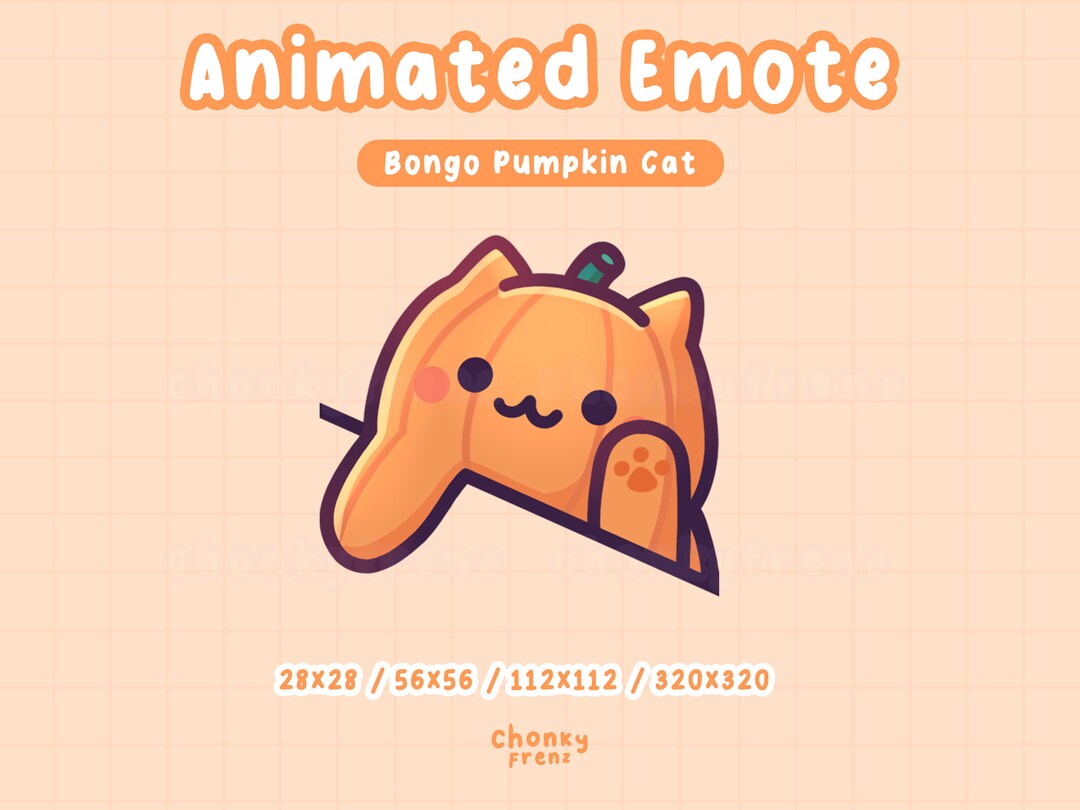Animated Pumpkin Bongo Cat Emote, Bongo Cat Meme, Halloween Emote ...