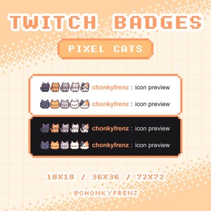 Pixel Cat Badges, Twitch Badges, Sub Badges, Bit Badges, Cute Sub ...