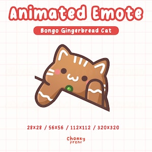 Gingerbread Cat, Bongo Cat Emote, Christmas Emote, Animated Emote ...