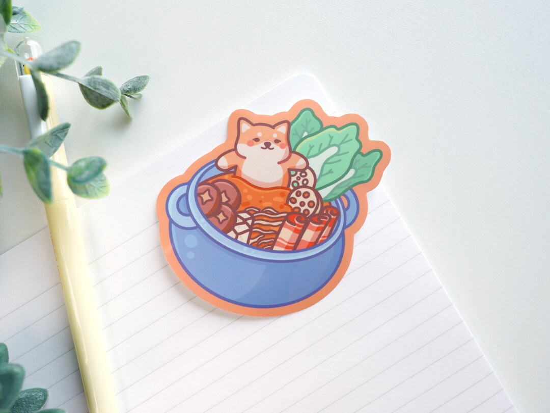 Hot Pot Sticker, Shiba Inu Sticker, Asian Food Sticker, Asian Stickers ...